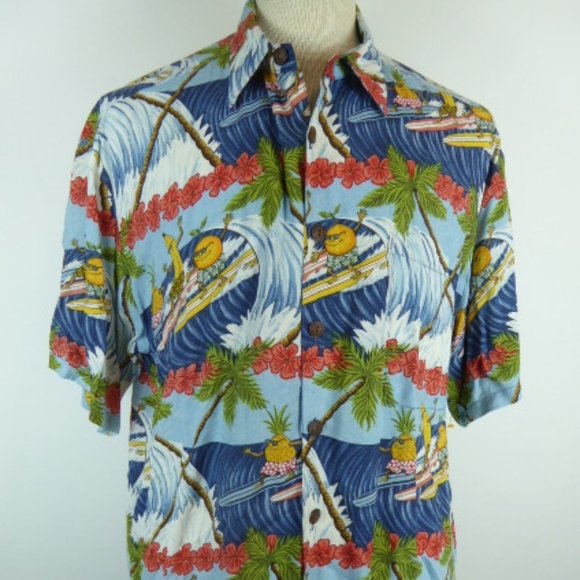 Kahala | Shirts | Kahala Rayon Hawaiian Shirt L Surfboard Banana Orange ...
